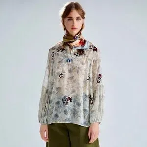 Zara | Tops | Zara Sheet Embroidered Floral Blouse | Poshmark